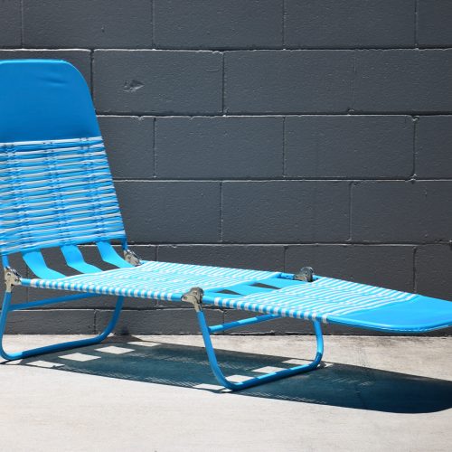 Retro Light Blue & White Banana Lounge - Structured Rebellion