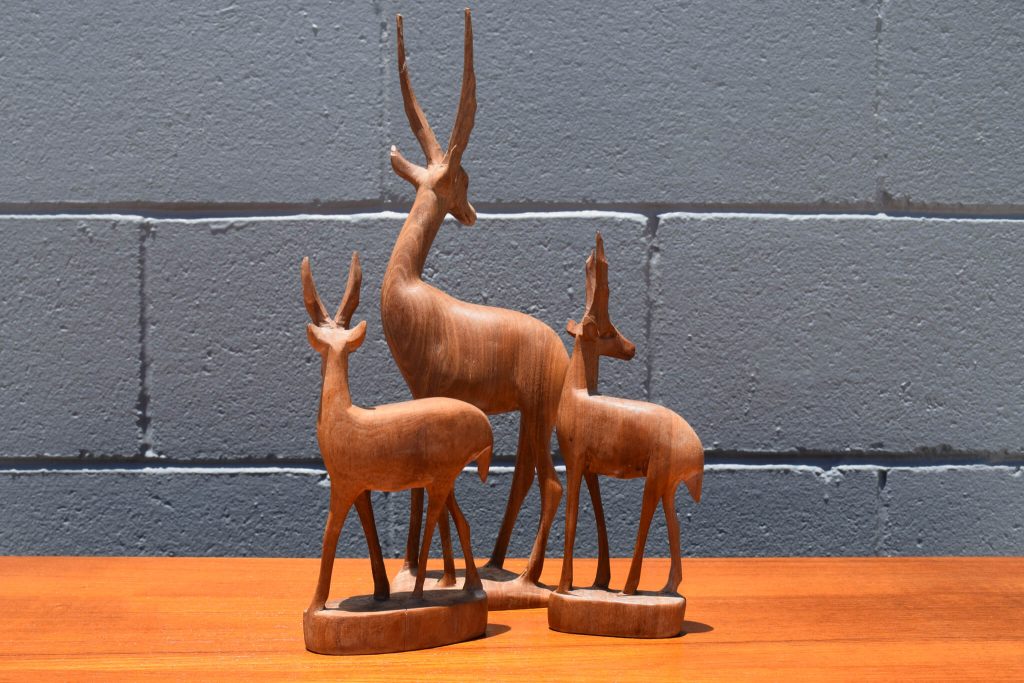 Mid Century Wooden Elk Trio (Circa 1970s) - Structured Rebellion